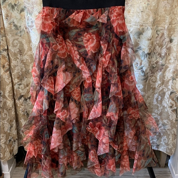 Cato | Skirts | Nwot Womans Cato Tulle Rust Red Floral Layered Skirt ...
